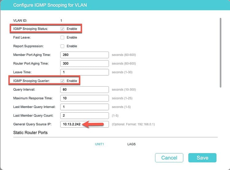 Configuring TP-Link IGMP & MLD Multicast Snooping