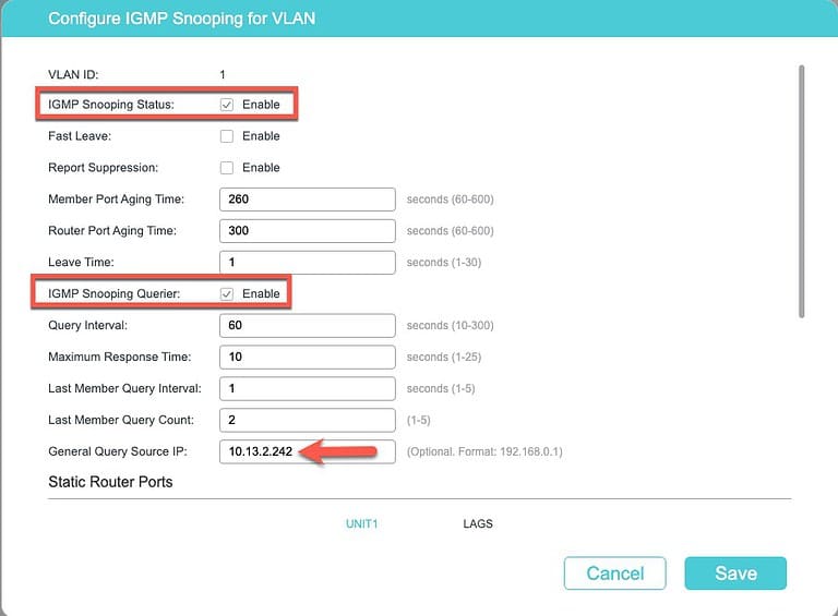 Configuring TP-Link IGMP & MLD Multicast Snooping
