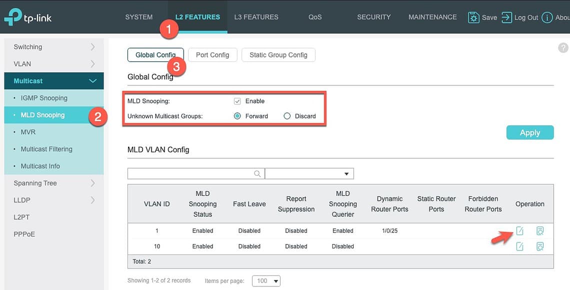 Configuring TP-Link IGMP & MLD Multicast Snooping