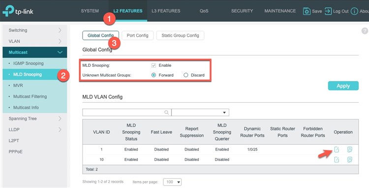 Configuring TP-Link IGMP & MLD Multicast Snooping