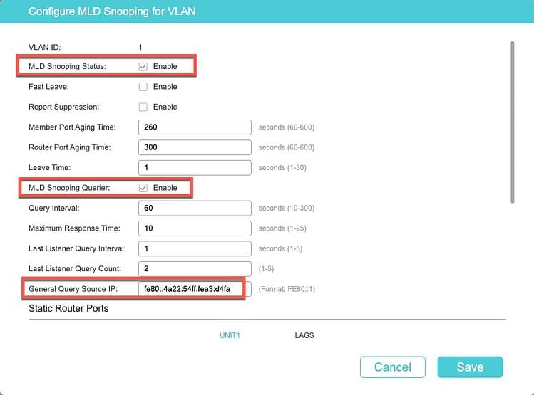 Configuring TP-Link IGMP & MLD Multicast Snooping