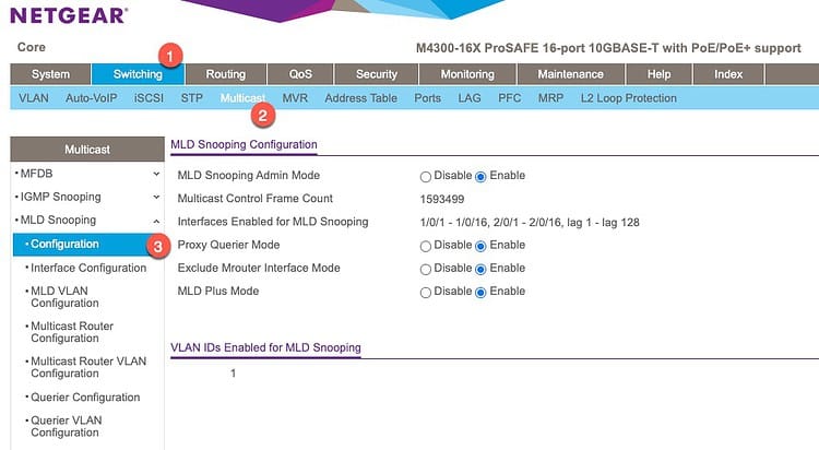 Configuring Netgear M4300 IGMP & MLD Multicast Snooping