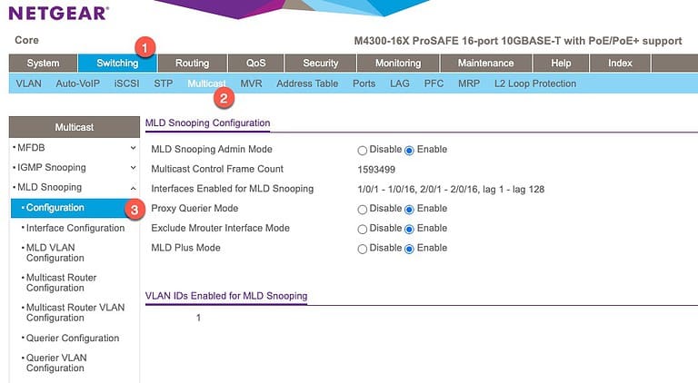 Configuring Netgear M4300 IGMP & MLD Multicast Snooping