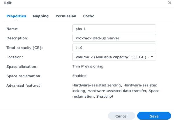 How to: Synology iSCSI LUN for Proxmox Backup Server Datastore