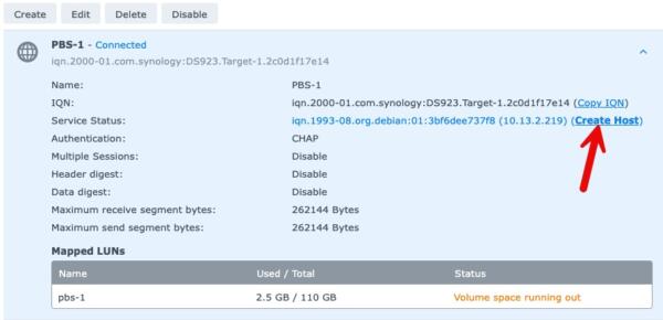 How to: Synology iSCSI LUN for Proxmox Backup Server Datastore