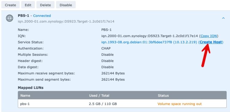 How to: Synology iSCSI LUN for Proxmox Backup Server Datastore